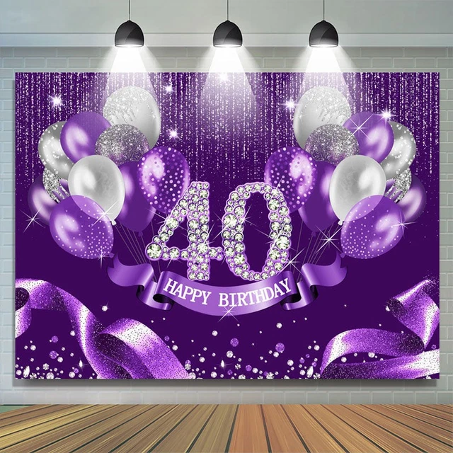 PURPLE SILVER GLITTER Balloon 40th Birthday Backdrop $37.90 - PicClick AU