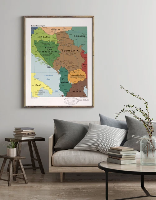 2000 MAP| CENTRAL Balkan region| Balkan Peninsula Map Size: 18 inches x ...