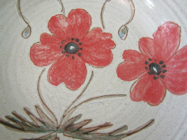 MIKE FOSTER GYPSY Pottery Cornwall Cornish Stunning Large Bowl Poppies ...