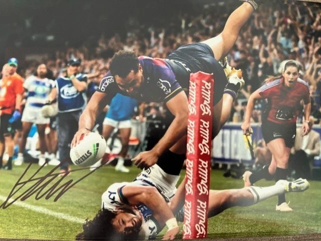 XAVIER COATES STORM v Warriors signed 'That Try' action photo-Coa $79. ...