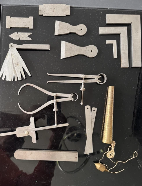LOT INSTRUMENTS De Mesure Ancien Jauges , Équerre , Épaisseur Fil À ...
