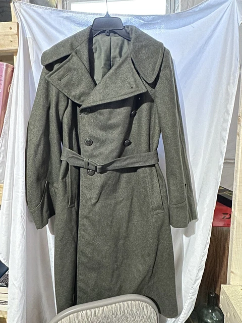 MEN'S 1940S WWII USMC Wool Trench Coat 40s Vtg WW2 Marines Overcoat ...