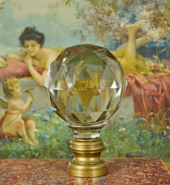 MAGNIFICENT ANTIQUE FRENCH Crystal Glass Stair Newel Finial, Boule D ...