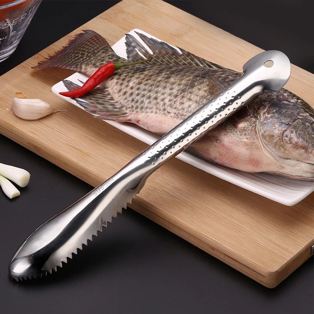 STAINLESS STEEL DOUBLE Row Fish Scaler Descaler Kitchen Tool with Blade ...