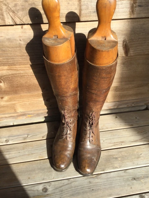 WW1 OFFICERS Leather military Riding/Field Boots & original boot trees ...