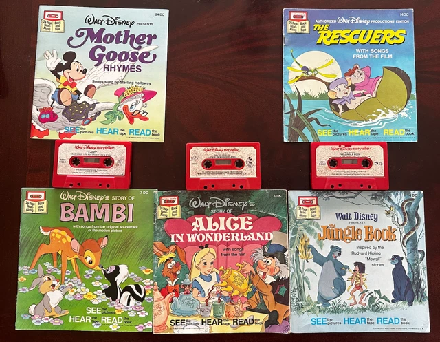 WALT DISNEY READ-ALONG Books Tapes Alice in Wonderland Bambi Jungle ...