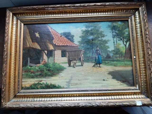 ANCIEN TABLEAU HUILE Sur Toile Signe Sauvage EUR 80,00 - PicClick FR