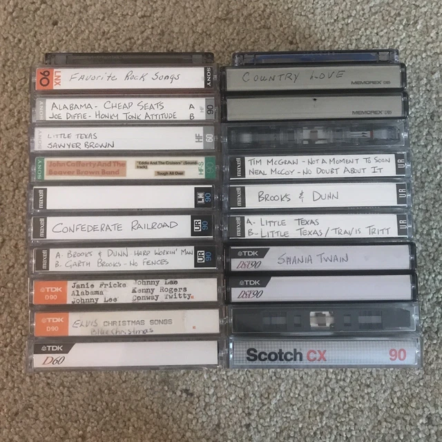 LOT OF 22 Pre Recorded Audio Cassette Tapes Sold as Blanks Memorex Sony ...