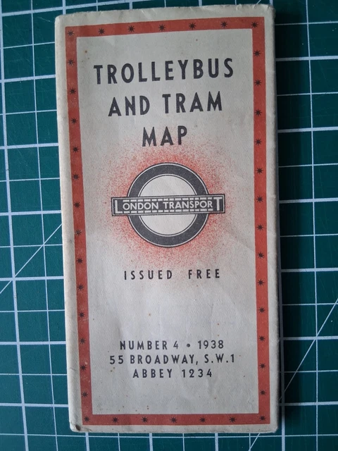 ANTIQUE 1938 LONDON Transport TROLLEYBUS and TRAM MAP N04 £31.92 ...