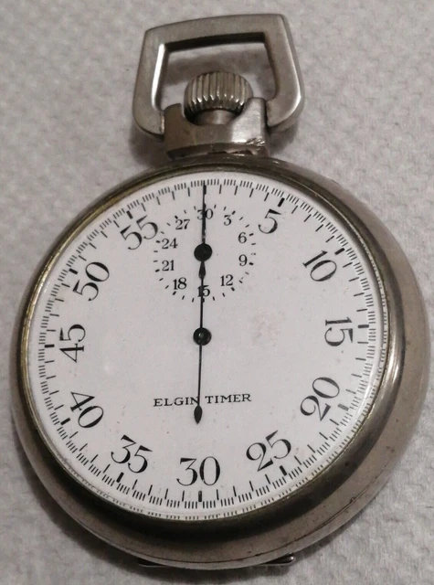 VINTAGE ELGIN TIMER Stopwatch Star Watch case Co. Need Repair Silver ...