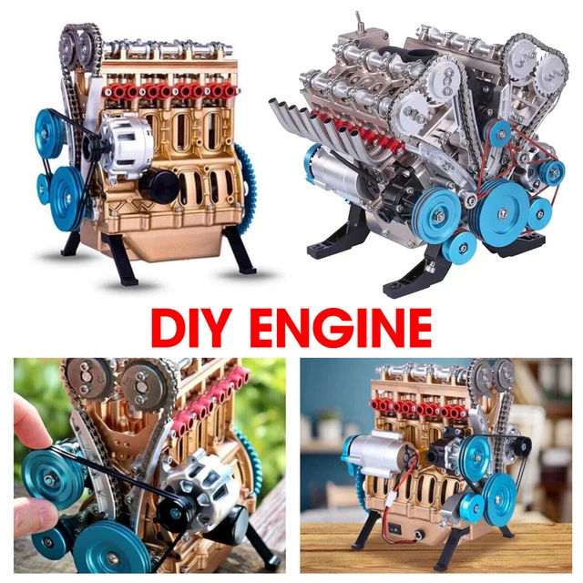 CYLINDER-INLINE MINI ENGINE DIY Assembly Kit Home Decoration Car Engine ...
