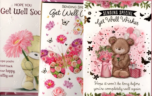 GET WELL SOON Card Choice Heartfelt Lovely Verses Male/Female 7"x5" £1. ...