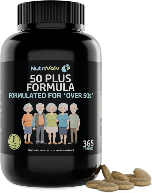 50 PLUS FORMULA | 1 Year Supply | Multivitamin & Minerals Tablets for ...