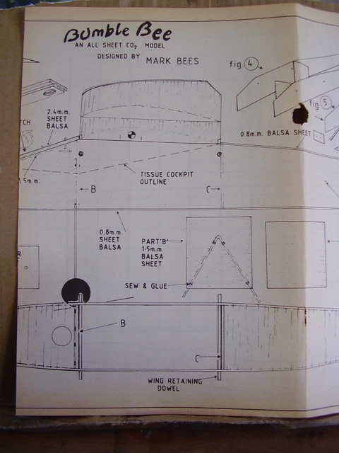 ORIGINAL MODEL AIRCRAFT Plan Bumble Bee Mark Bees Free Uk Post £6.00 ...
