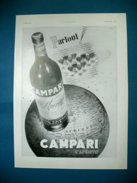PUBLICITE DE PRESSE David Campari Aperitif Partout Mappemonde Ad 1938 ... PUBLICITE DE PRESSE David Campari Aperitif Partout Mappemonde Ad 1938 ...