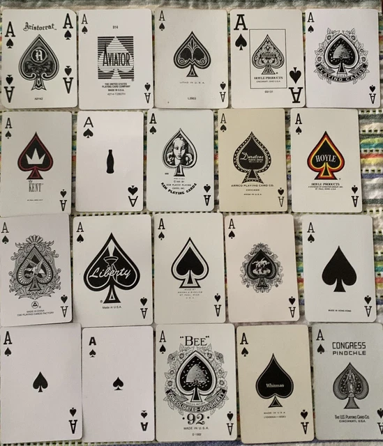 VINTAGE SINGLE SWAP Ace of Spades Playing Cards Unique Lot of 20 - set ...