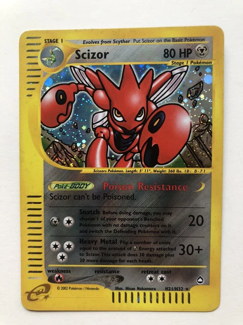 POKEMON AQUAPOLIS SCIZOR H21/H32 Holo Rare LP EUR 23,09 - PicClick FR