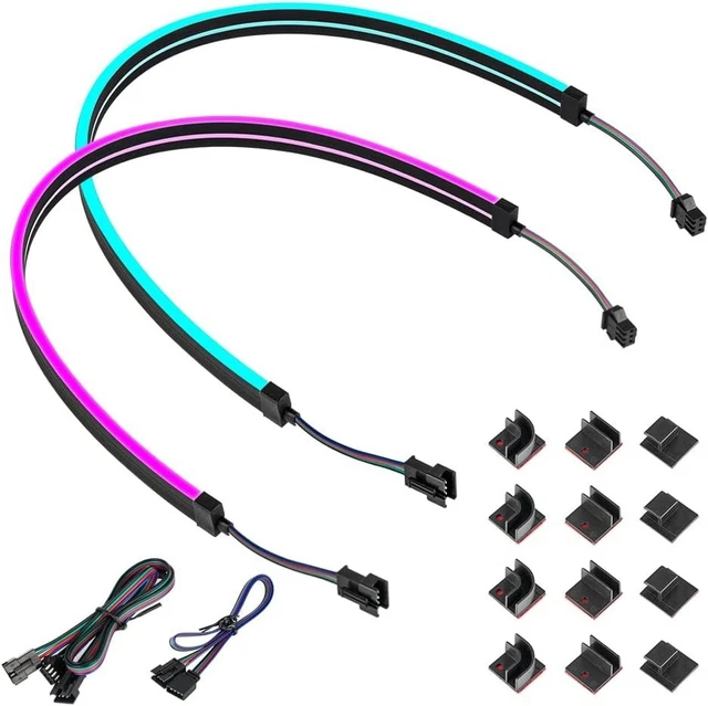 BTF-LIGHTING 5050 RGBW LED Neon PC Strip 19.7in 12V 4-Pin Aura Sync ...