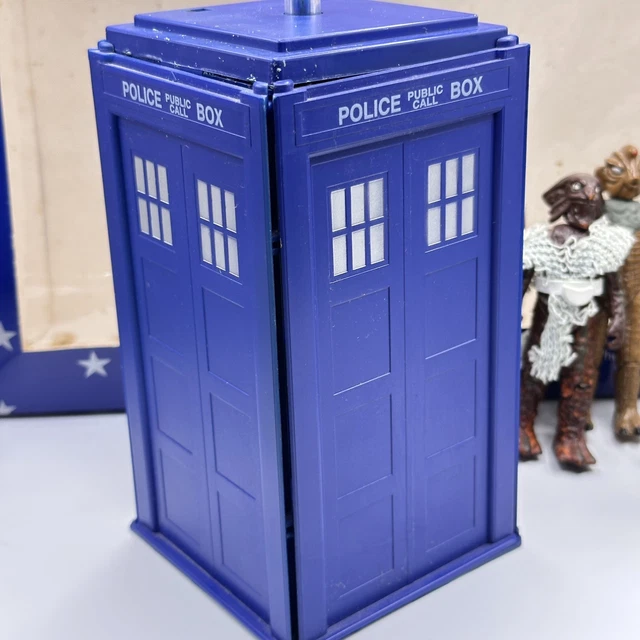 DOCTOR WHO BOX Damaged Dapol Tardis Gold Dalek, Third Doctor Sea Devil ...