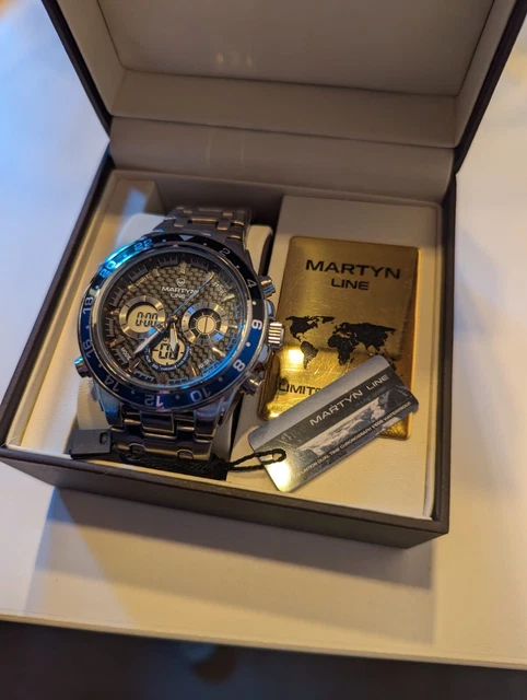 MARTYN LINE DUAL Time Chronograph WATERPROOF S.Steel Neu Preis ...