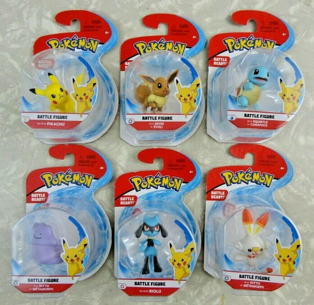 LOT DE 6 figurines de combat POKEMON PIKACHU/Évoli/RIOLU/Squirtle/DITTO ...