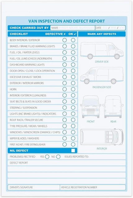 A5 VAN DEFECT Check List Book, 2 Part Duplicate £12.67 - PicClick UK
