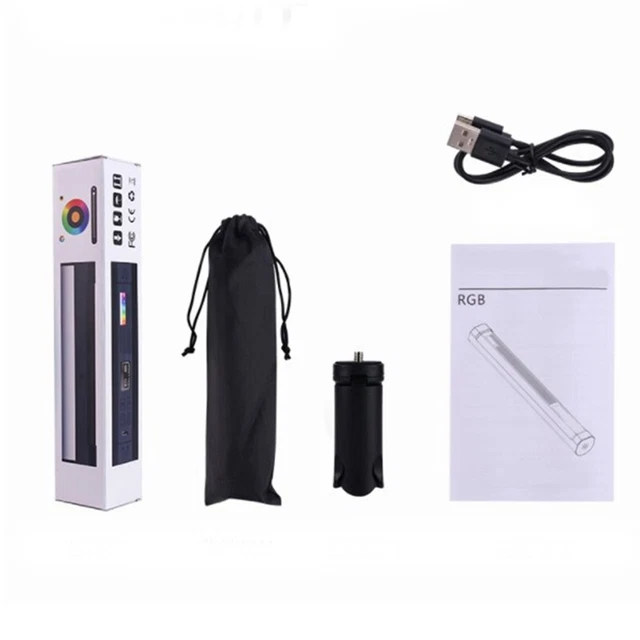 LED PHOTOGRAPHY LIGHT Handheld RGB Color 3200K-9000K Light Tube Stick ...