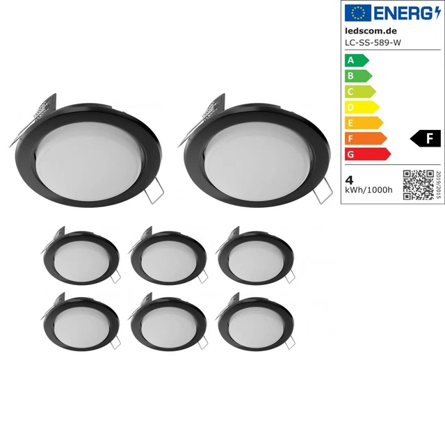 8X LED SPOT encastré Zobe plat GX53 noir ronde 3,808W 420lm 107mm Ø ...