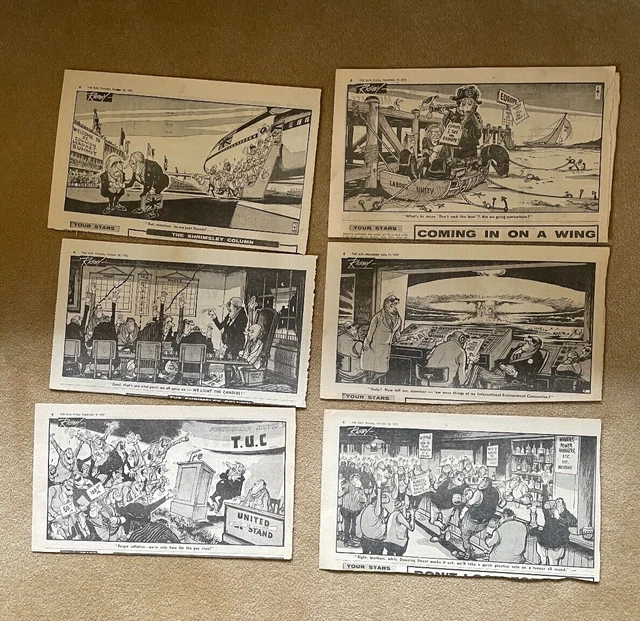 SIX VINTAGE CARTOONS Cut Out From The Sun Newspaper June 1972 ...