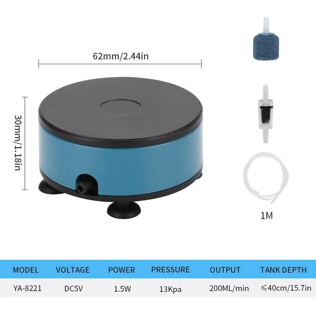 ULTRA SILENT NANO Air Pump Fish Tank Oxygen Air Pump for Aquarium Fish ...