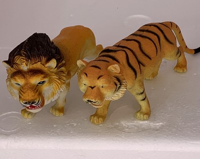LOT BOLEY NATURE World 7” Plastic LION & Tiger Wild Jungle Animal Toy ...
