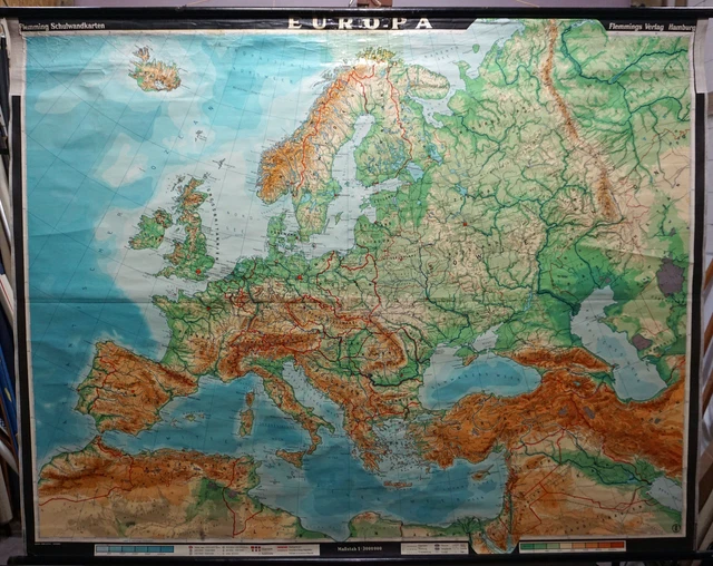 VINTAGE MAP OF Europe Rollable Mural Wall Chart Poster Print £164.21 ...