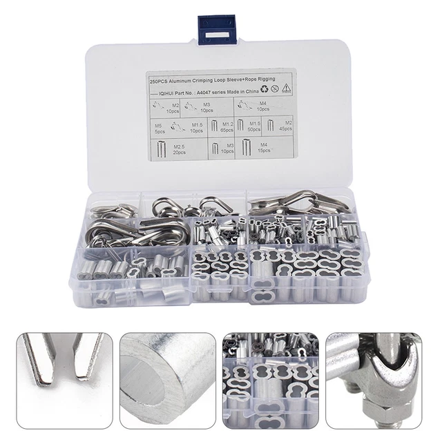 750 PCS WIRE Rope Loop Crimp Sleeves Double Oval Connector Sweetheart ...