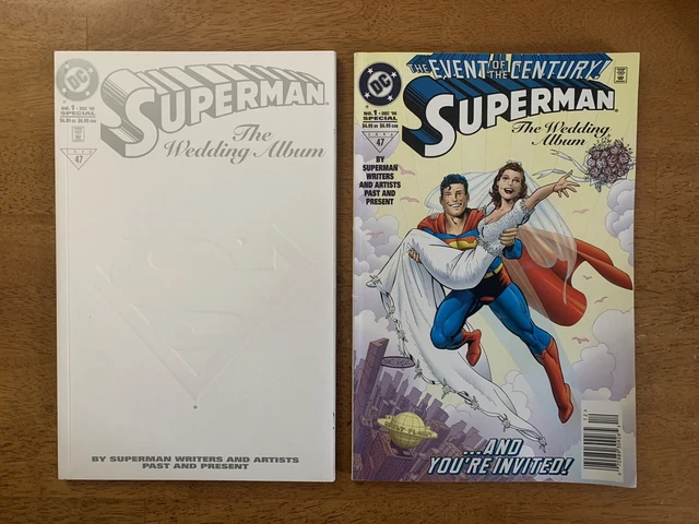 SUPERMAN WEDDING ALBUM #1 Special White Embossed Card Cover 1996 Plus ...