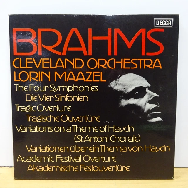 D39D 4 BRAHMS Four Symphonies LORIN MAAZEL CLEVELAND DECCA STEREO 4LP ...