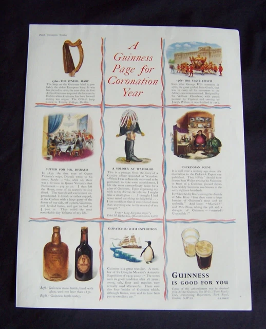GUINNESS QUEEN'S CORONATION 1953 Original Vintage Press Advert £7.99 ...