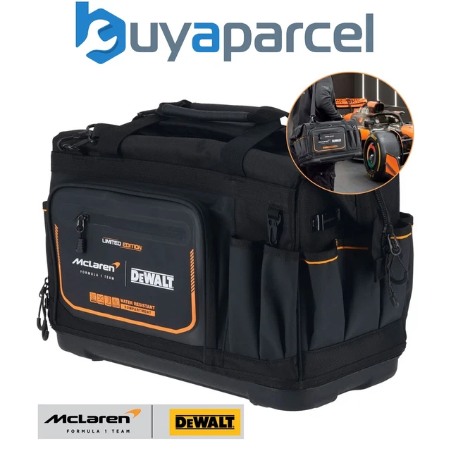 DEWALT MCLAREN F1 Tool Bag Pro 20" Open Mouth IP54 Water Resistant ...
