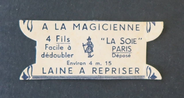 ANCIENNE CARTE DE fil de lin LA MAGICIENNE maggie mercerie french card ...