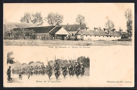 CPA CAMP DE Sissonne, Ferme du Buisson, Retour de la manoeuvre EUR 7,00 ...