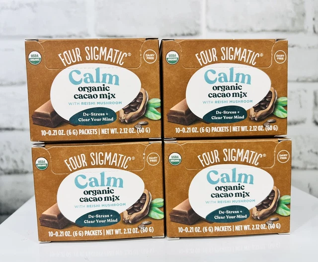FOUR SIGMATIC 4 Boxes/40 Packets Calm Organic Mushroom Cacao Mix Reishi ...