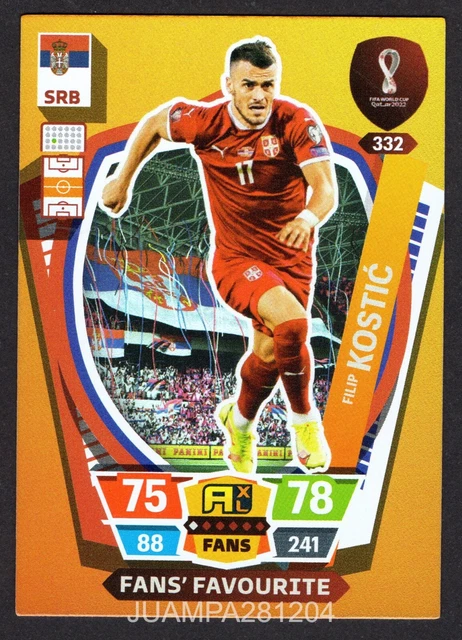 FILIP KOSTIC FANS #332 Serbia Cromo Card Fifa World Cup Qatar 2022 ...