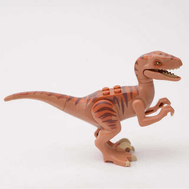 LEGO JURASSIC WORLD Velociraptor Dinosaur Figure RAPTOR03 Nougat Dark ...
