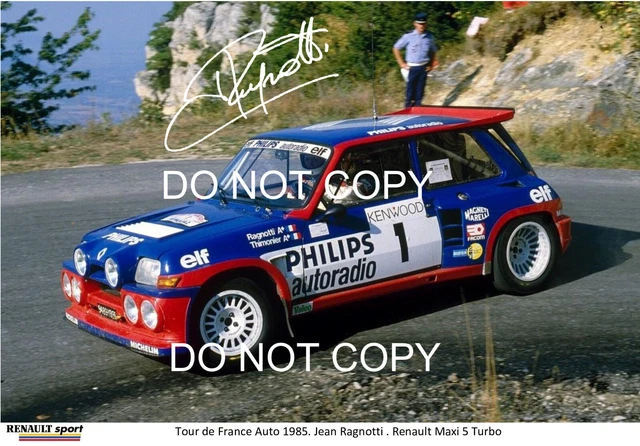 POSTER AFFICHE RENAULT Maxi 5 TURBO Tour de France 1985 signature Jean ...