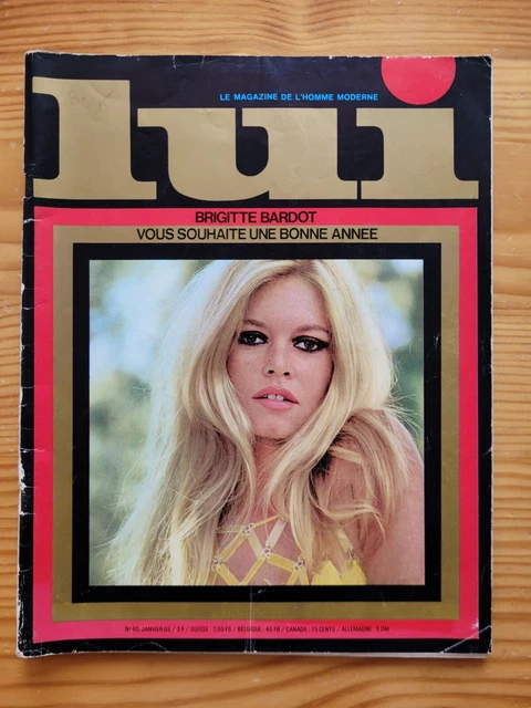 BRIGITTE BARDOT COUVERTURE MAGAZINE LUI n° 60 JANVIER 1969 EUR 19,90 - PicClick FR