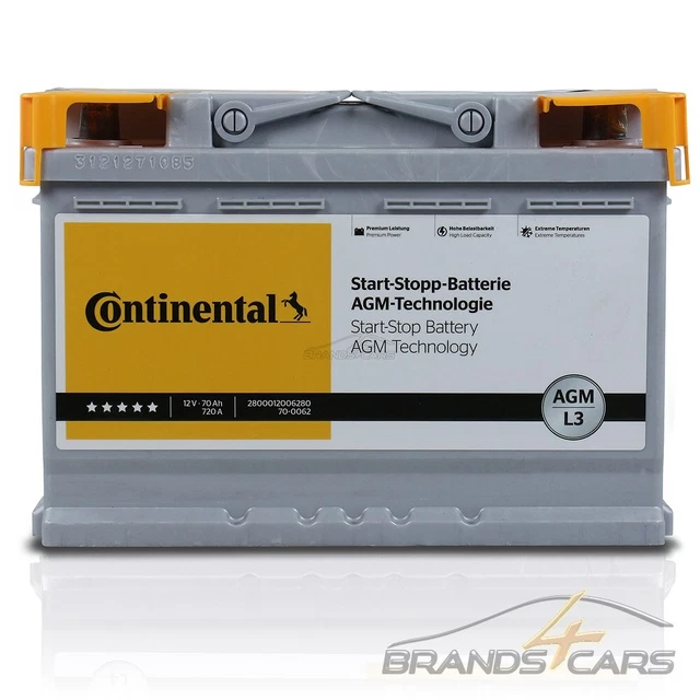 CONTINENTAL AUTOBATTERIE 12V STARTERBATTERIE 70Ah 720A AGM L3 START ...