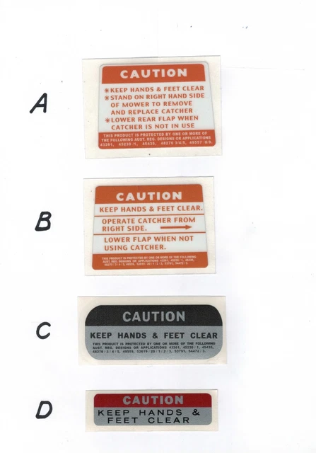VICTA VINTAGE Mower CAUTION Repro Decals $3.00 - PicClick AU
