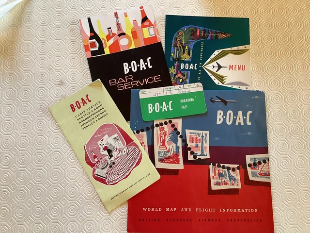 BOAC WORLD ROUTE map, Boarding Pass, flight information & Menus £55.99 ...