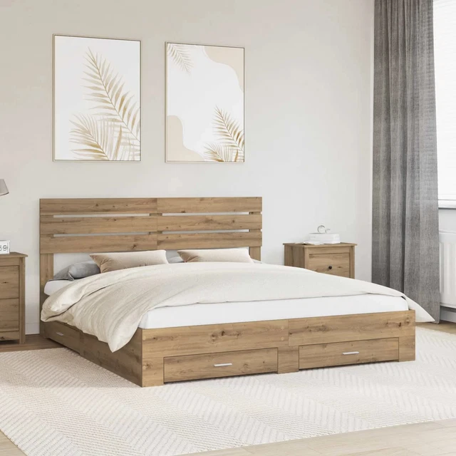 BED FRAME WITH Drawer with Headboard Manual Engineered Wood vidaXL £295.45 - PicClick UK