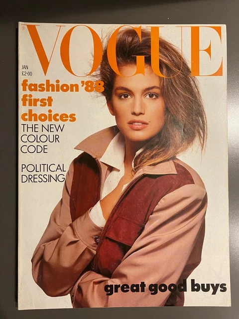 VOGUE MAGAZINE 1988 January Cindy Crawford Free giftwrap FAST dispatch ...