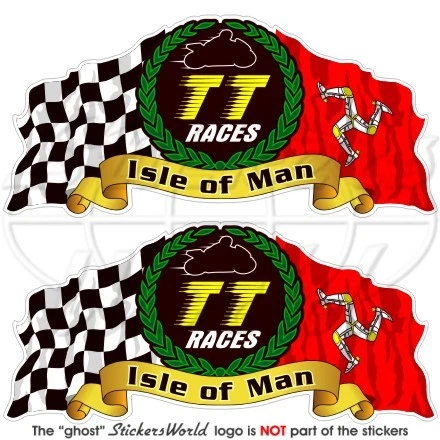 ISLE OF MAN TT Races MANX Moto GP Racing 3"(75mm) Bike-Helmet Stickers ...